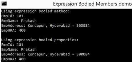 Working With Expression Bodied Members In C# 7.0